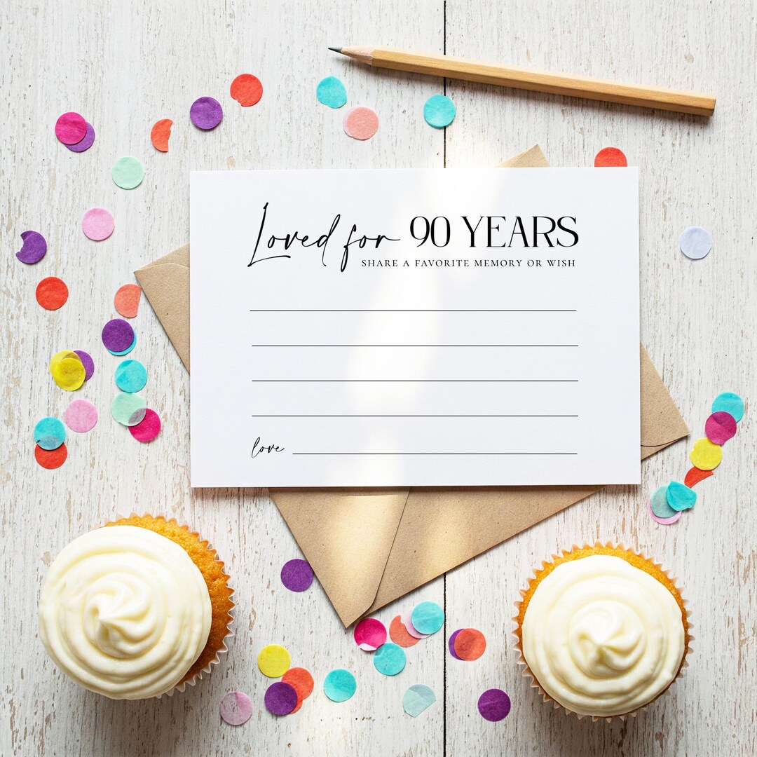90th Birthday Memory Card: Modern Minimalist Wish Card (digital ...