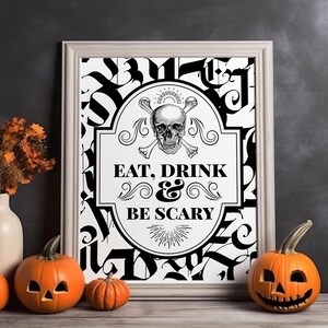 PRINTABLE Eat, Drink, Be Scary Sign, Halloween, Party Decor, Spooky ...