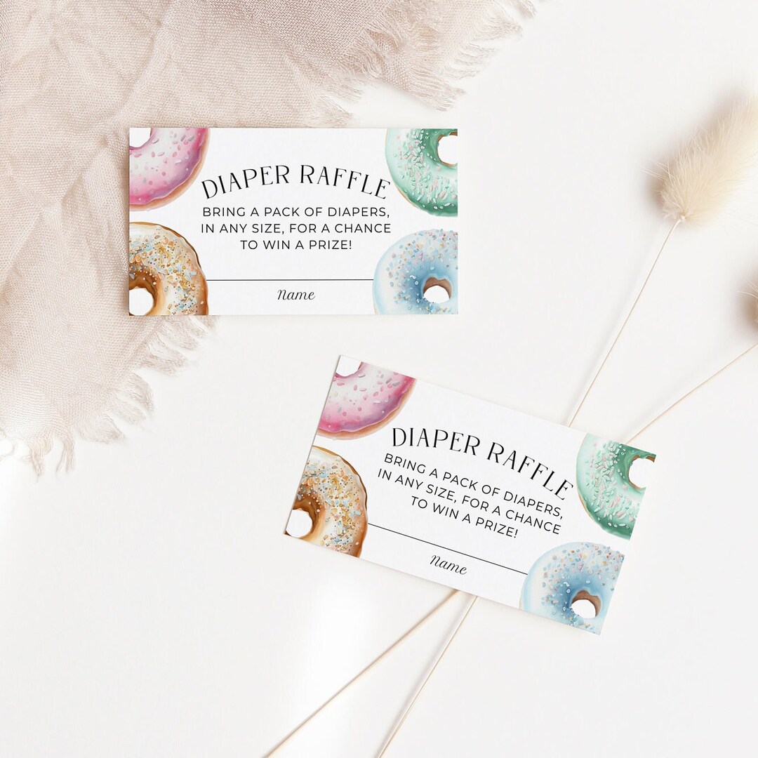 Donut Raffle Insert Card, Editable Template, Raffle Ticket, Easy Baby ...