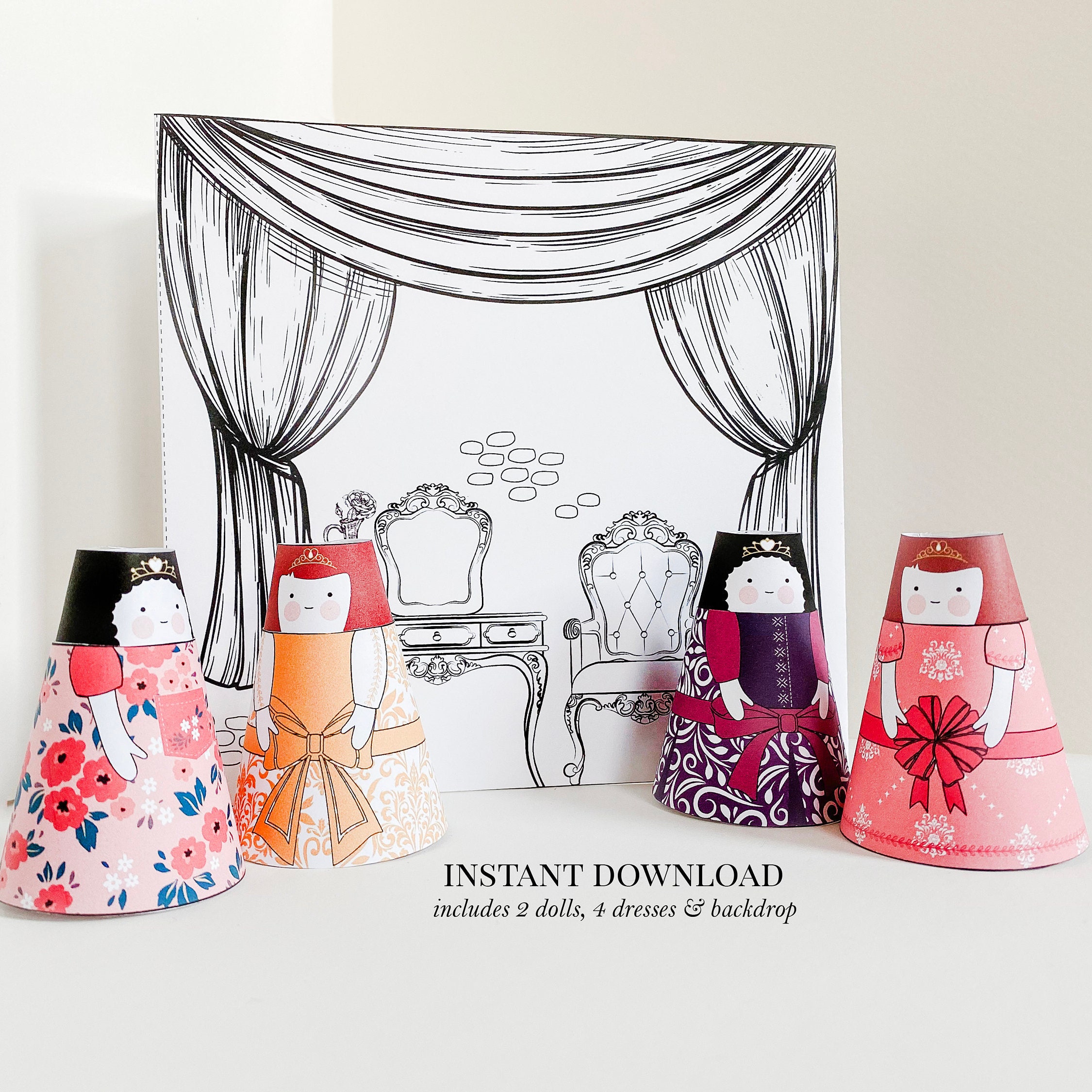 Printable Winter Paper Doll Kit: Dresses & Backdrop (instant Download ...