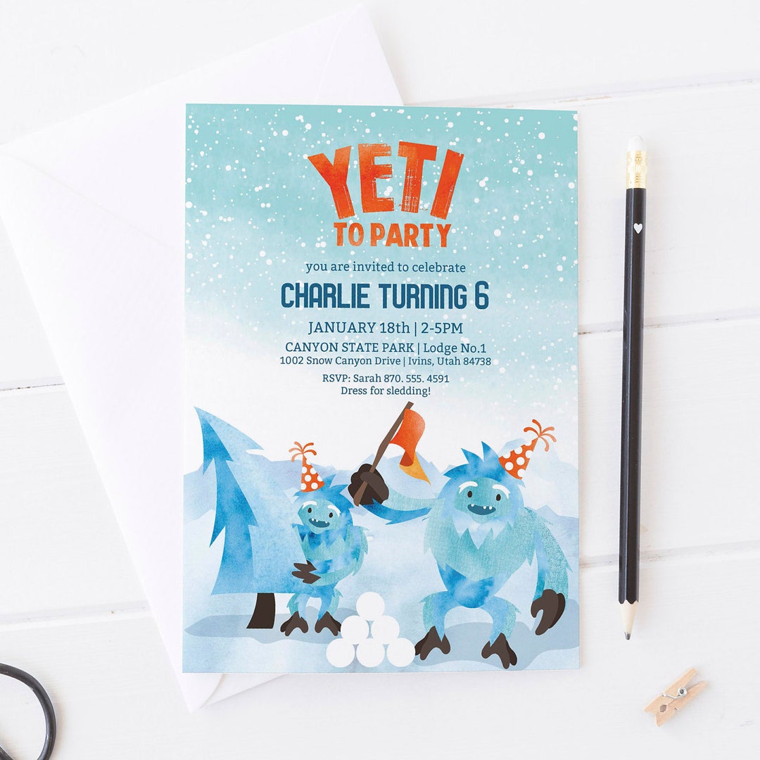 Yeti to Party Birthday Invitation Template | Editable Birthday ...