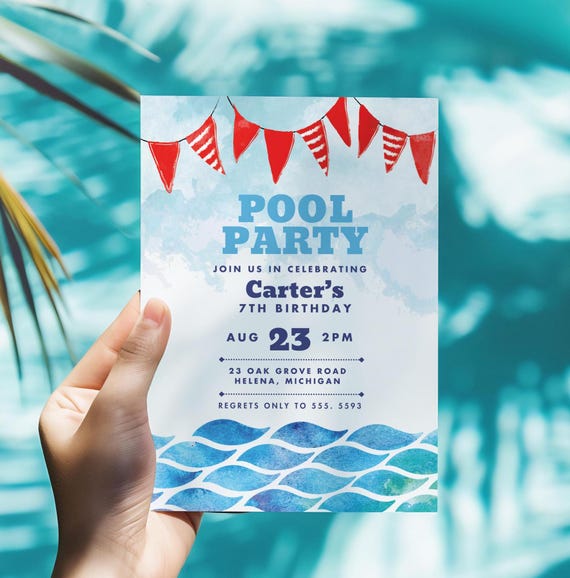 Birthday Pool Party Templates