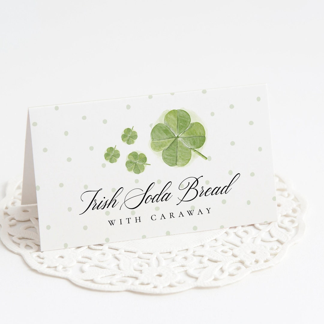 Shamrock Buffet Labels or Place Cards, Editable Template, Escort Cards ...