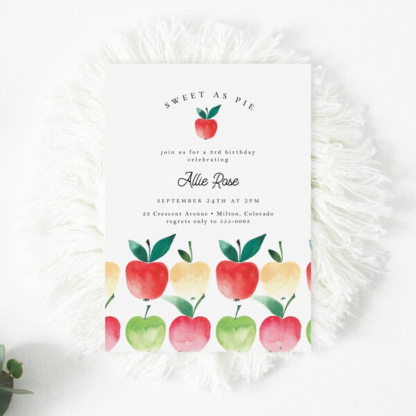 Apple Birthday Invitations - Etsy