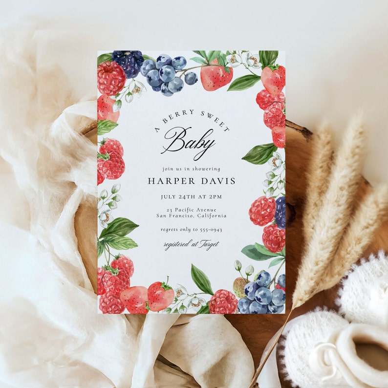 Printable Berry Thank You Card, Berry Sweet Thanks, Blank Inside, Non ...