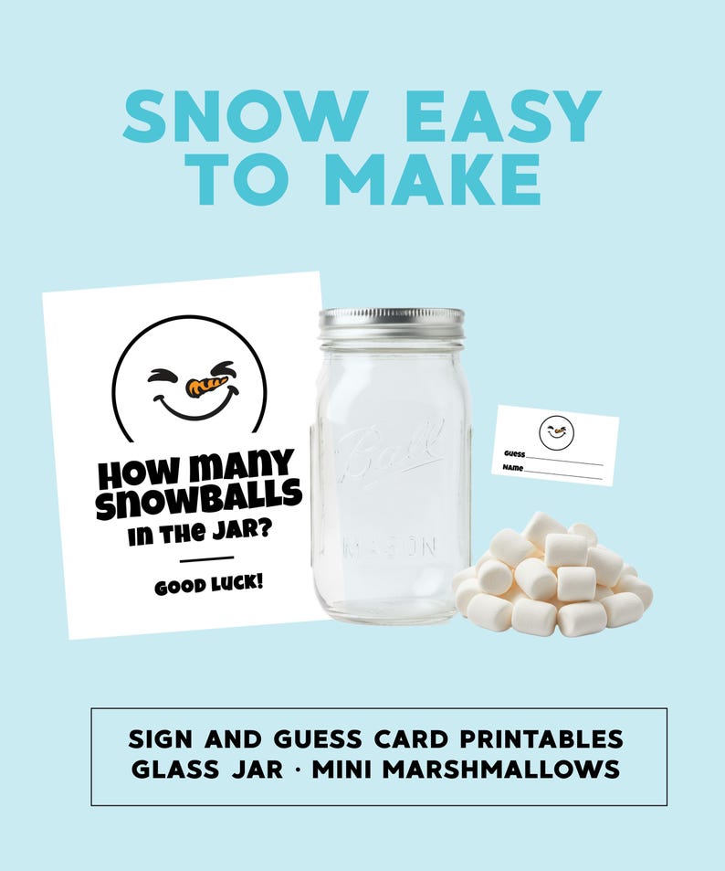 Snowball Guessing Game, Christmas Party Sign & Guess Cards, Classroom ...
