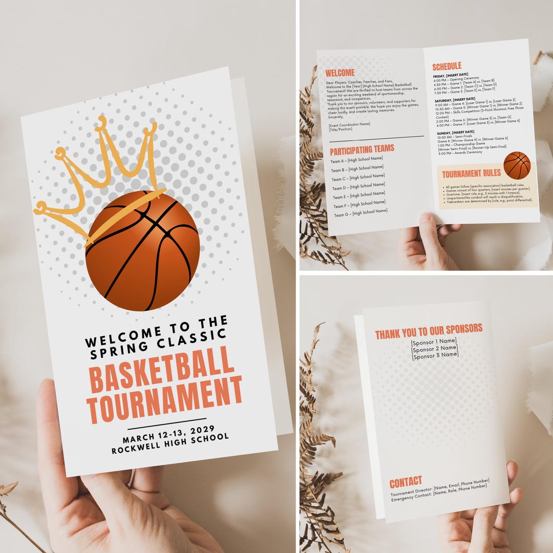 Basketball Tournament Program Template, Editable Canva Template ...