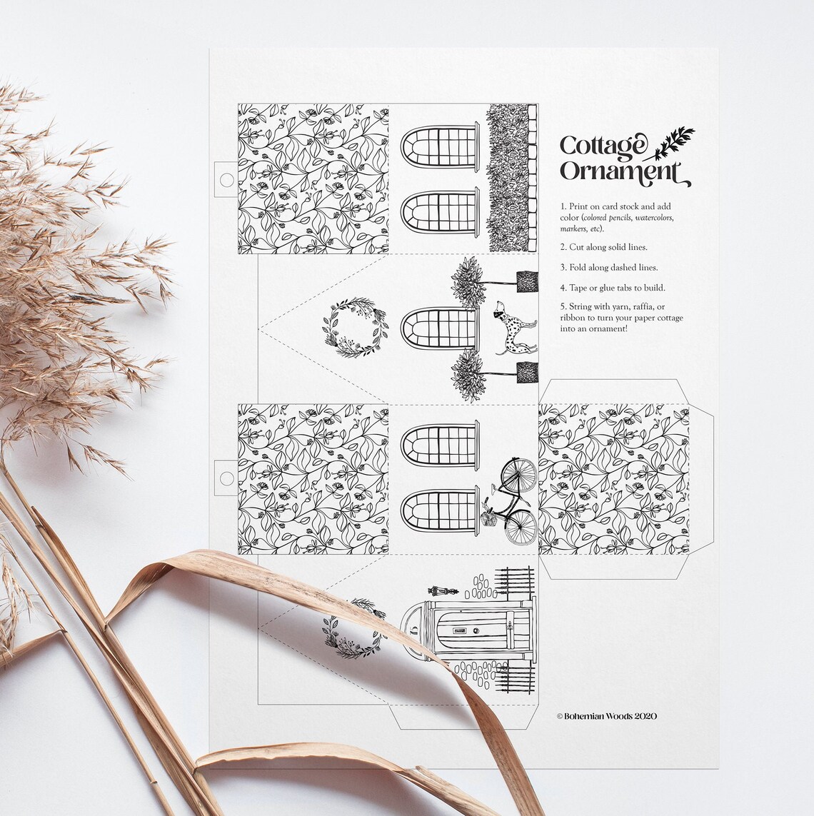 Printable Paper Ornament English Cottage Instant Download | Etsy