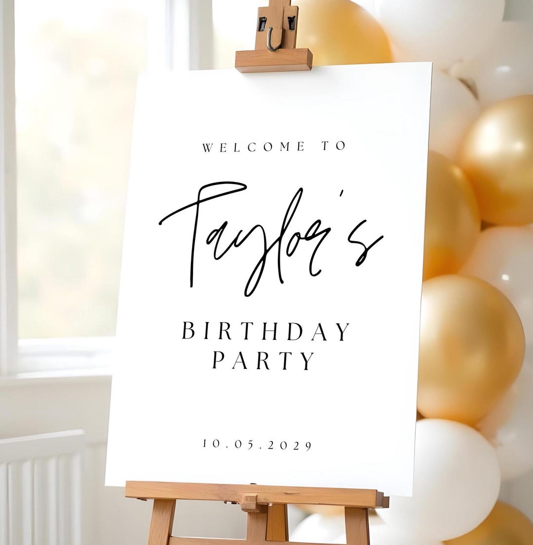 Modern Birthday Party Welcome Sign, Easy to Edit, Editable Canva ...