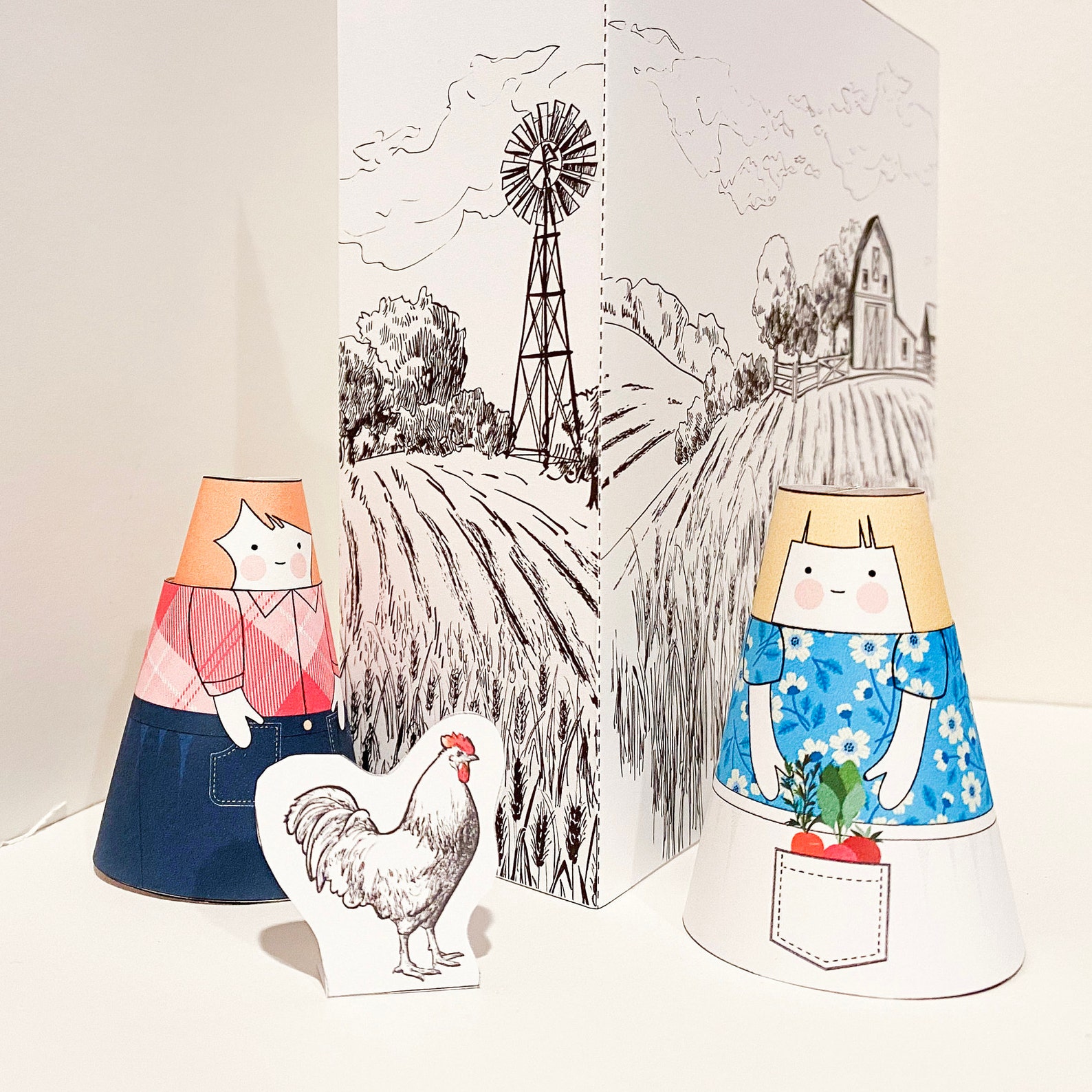 Printable Farm Girl Paper Doll Kit Dolls Dresses Farm | Etsy