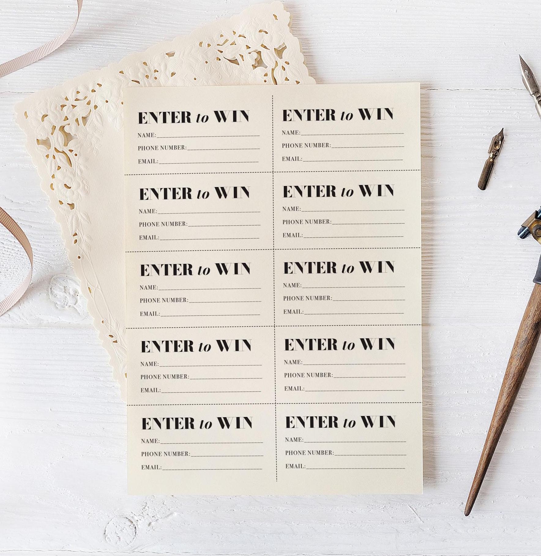 Prize Drawing Entry Template
