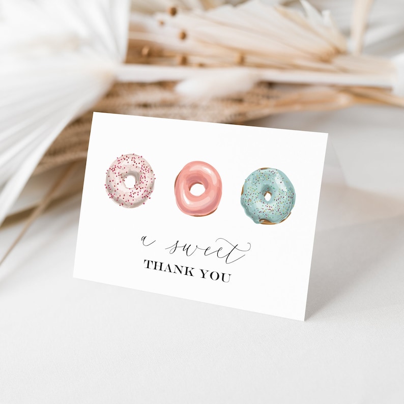 Donut Thank You Card Matching Thank You Card Donut Theme - Etsy