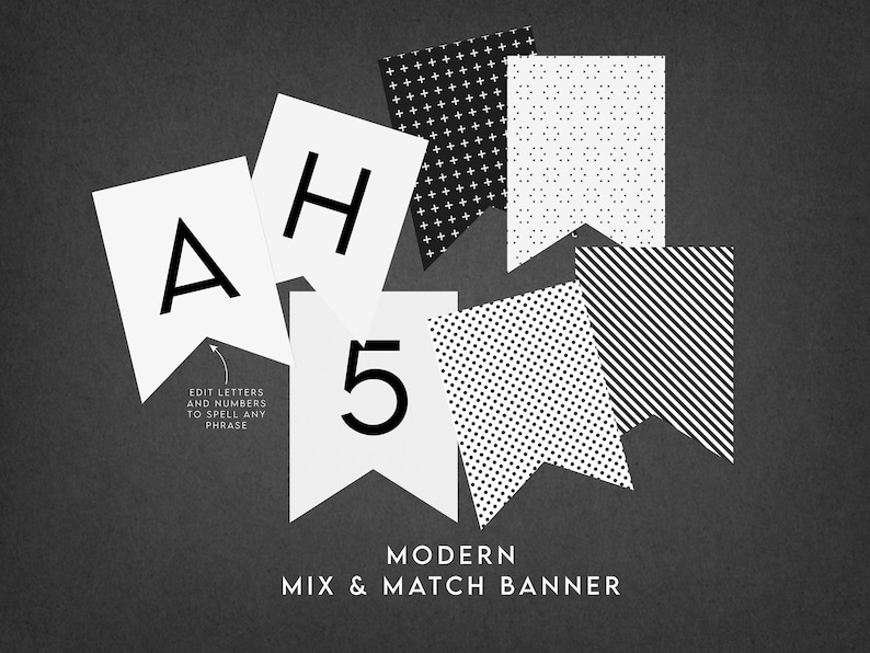 Printable Modern Party Banner Editable Letter Banner | Etsy