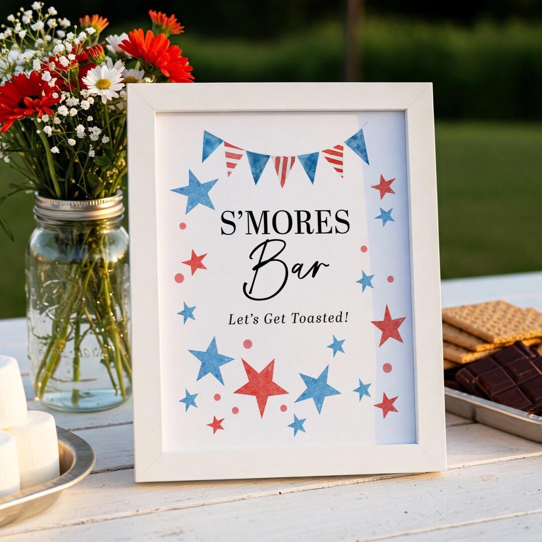 Patriotic S'mores Bar Sign: 4th of July Cookout Decor (printable) - Etsy