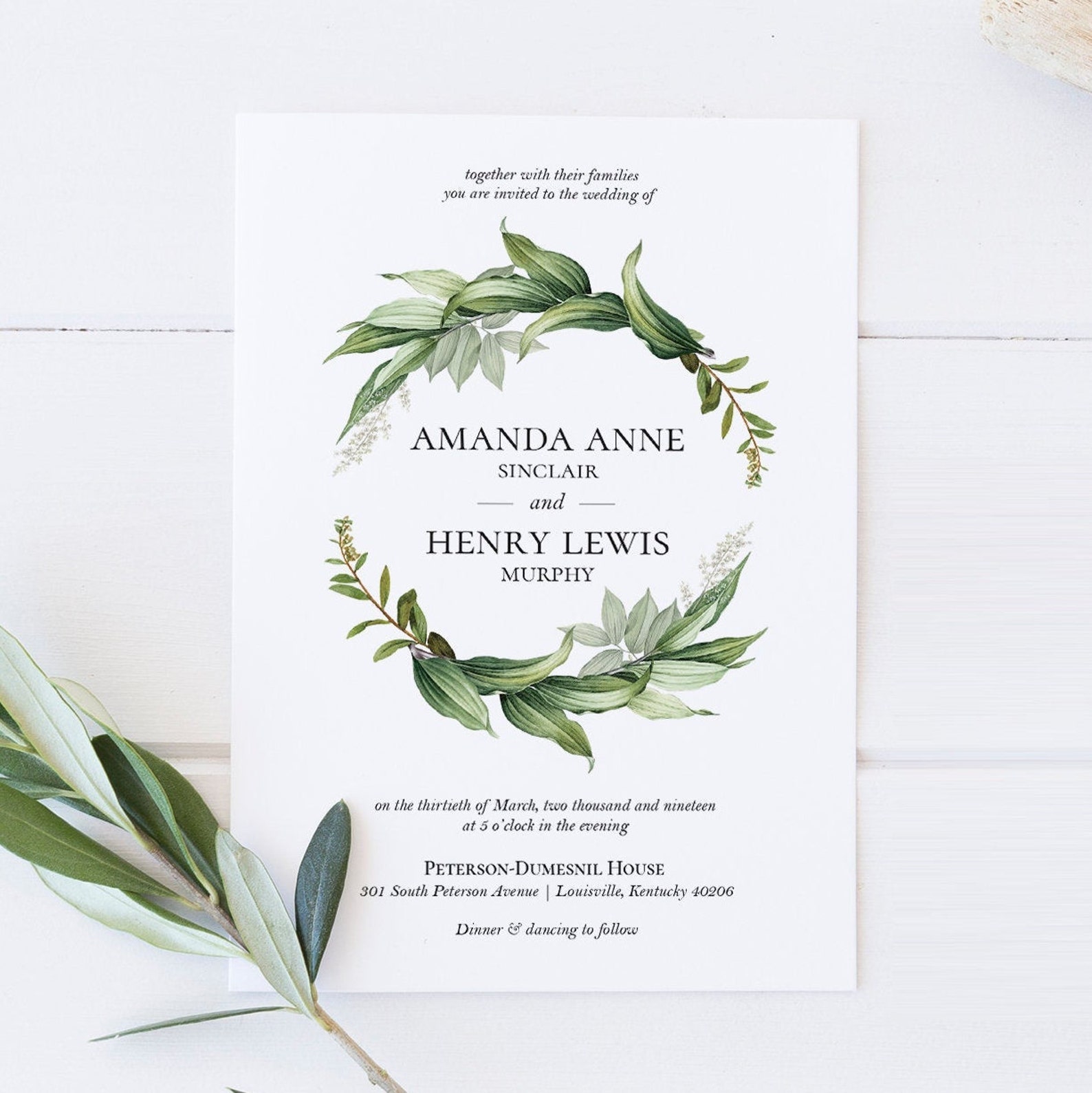 Greenery Wedding Invitation Suite Editable Templates - Etsy