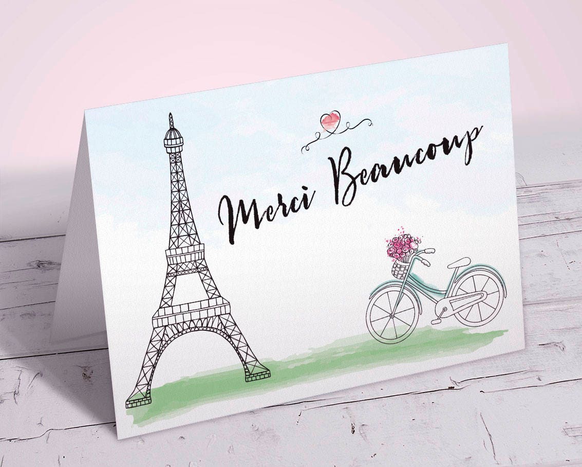 Paris Merci Beaucoup Matching Thank You Card Paris | Etsy