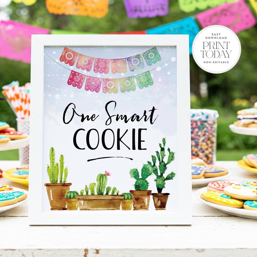 Printable One Smart Cookie Sign, Fiesta Graduation Party Decor, Non ...