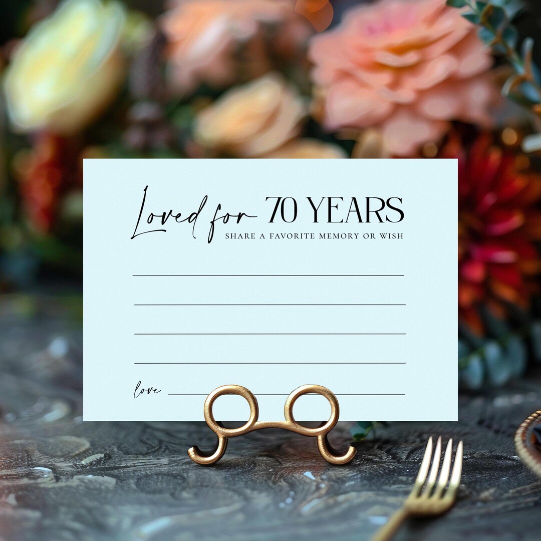 PRINTABLE 70th Birthday Memory or Wish Card, Birthday Party, Activity ...