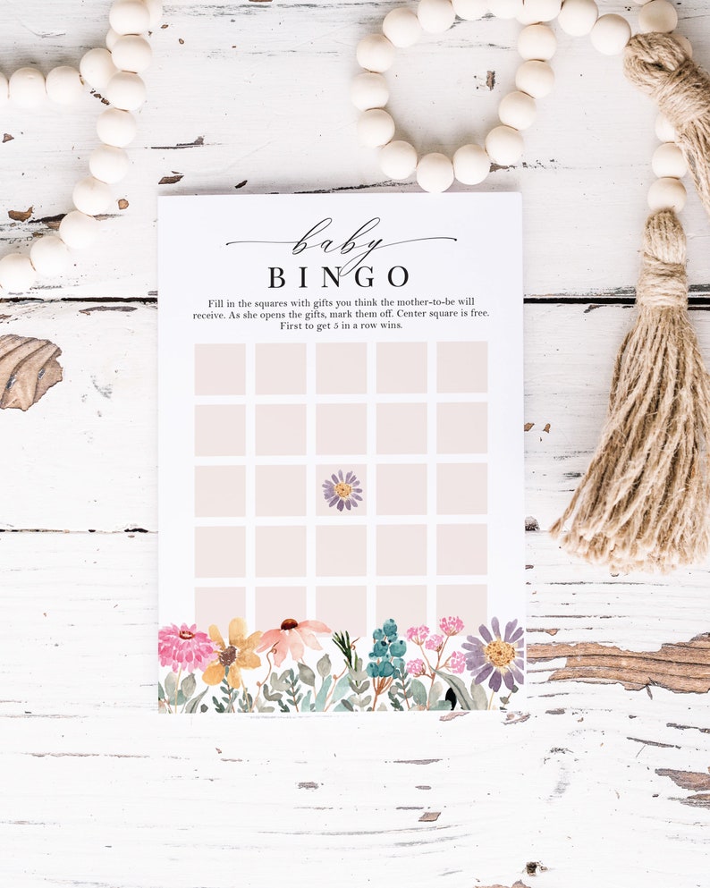 Wildflower Baby Bingo Wildflower Shower Activity Flower | Etsy