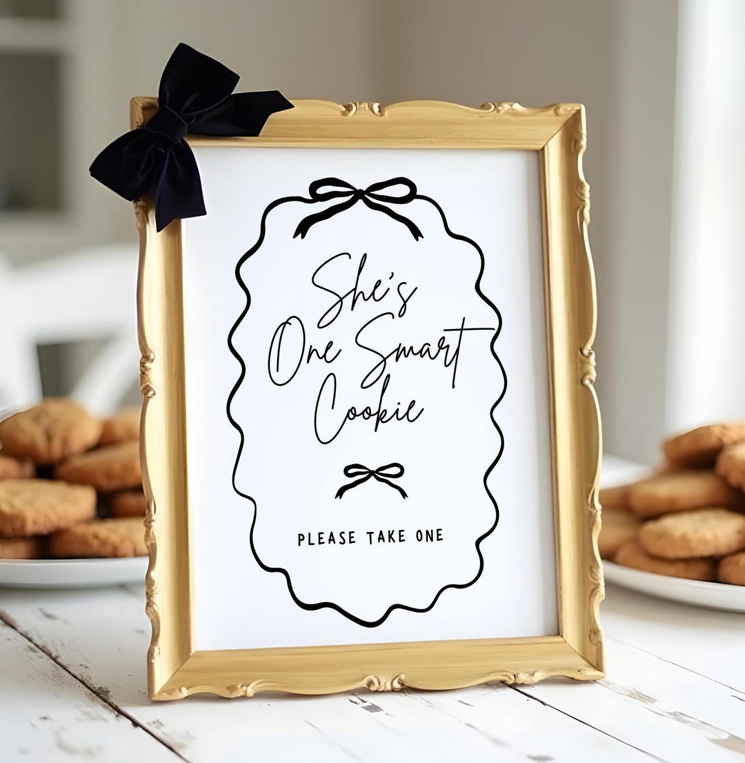 One Smart Cookie Sign: Black Bow Graduation Party Decor (editable Canva ...