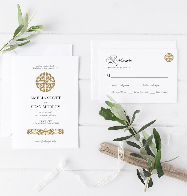 Irish Celtic Knot Wedding Menu Template Irish or Celtic | Etsy