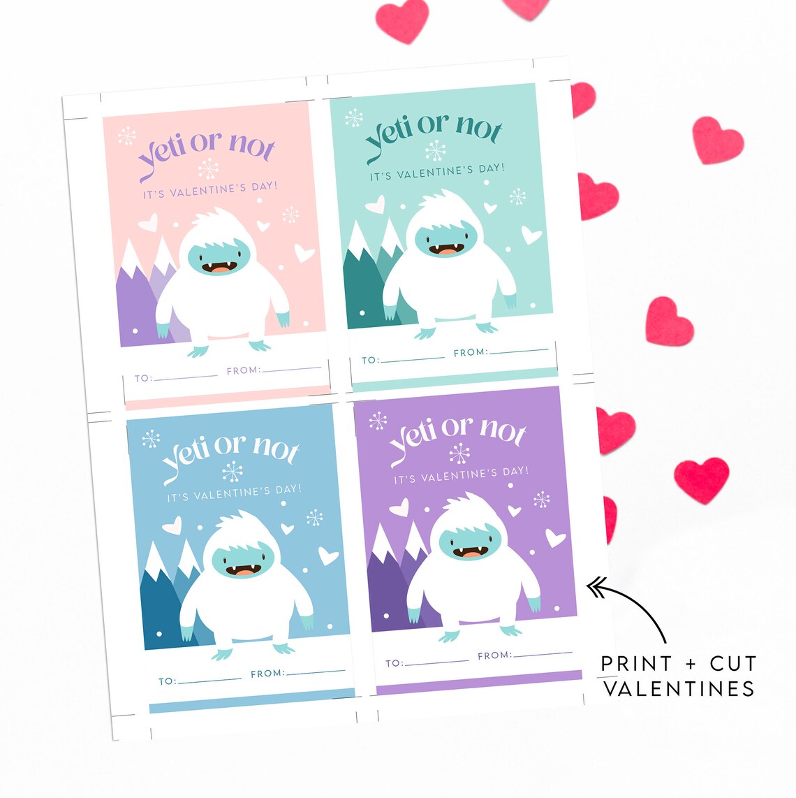 Yeti Valentines Print Cut Classroom Valentines - Etsy
