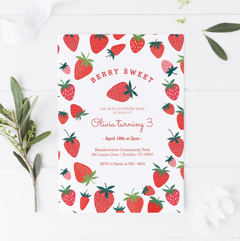 Strawberry Printable Paper Banner Editable Letter Number - Etsy