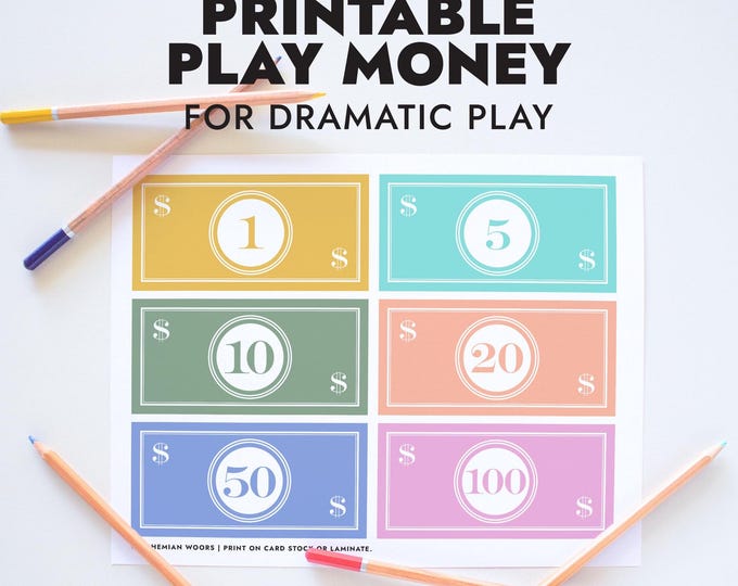 Printable Play Money for Kids, Pretend Play Currency for Toddlers and ...