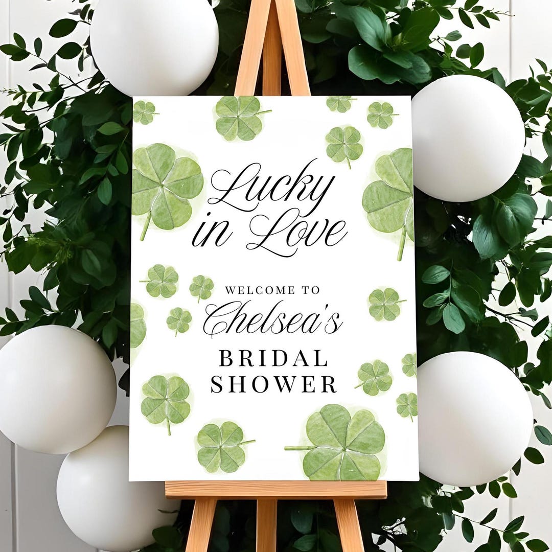 Lucky in Love Welcome Sign, Irish Bridal Shower Decor, St Patrick's Day ...