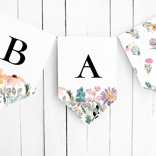 DOWNLOAD Wildflower Birthday,Editable bunting Wildflower Banner ...