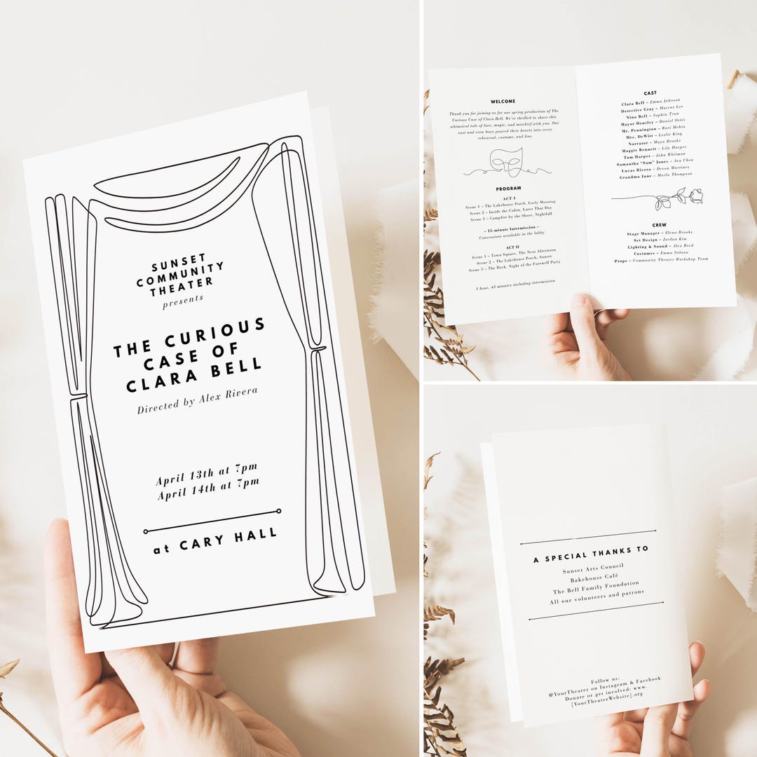 Theater Program Template, Community Performance or School Play ...