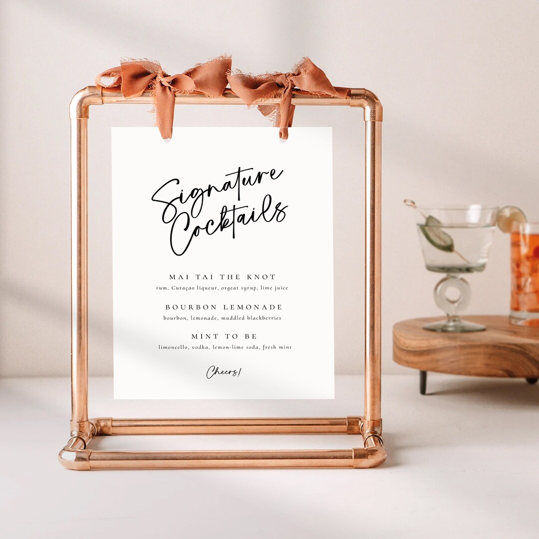 Signature Cocktails Menu 100% Editable Template Couples - Etsy