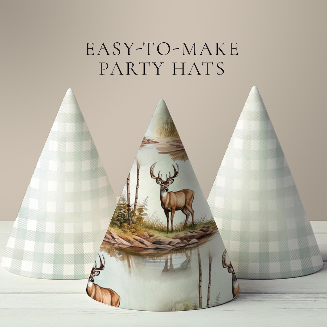 PRINTABLE Paper Party Hat, DIY Template, Big One Deer First Birthday ...
