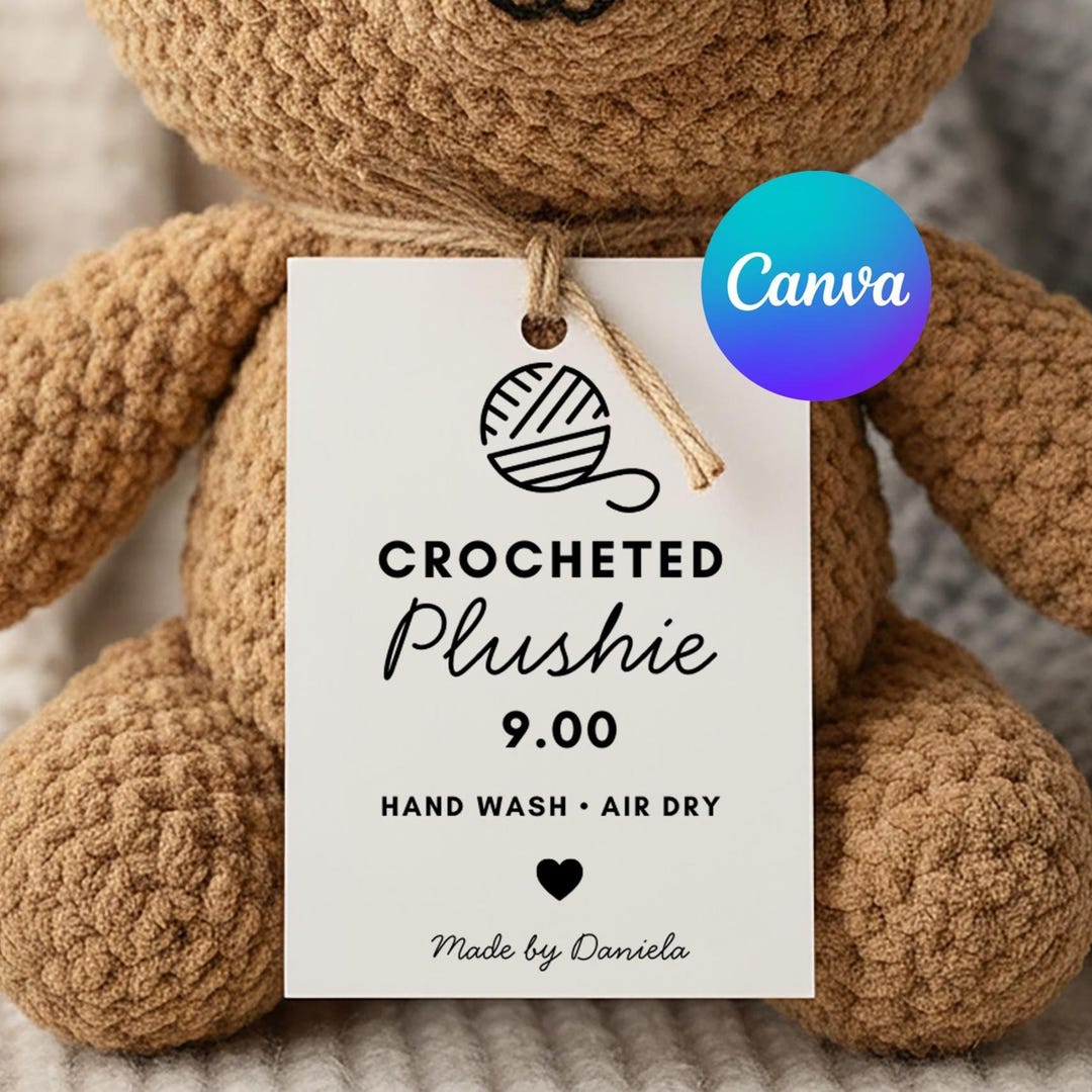 Crochet Plushie Price Tag, Amigurumi Handmade Item Pricing, Editable ...