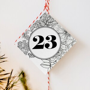 Printable Advent Numbers, Christmas Countdown Tags, Handmade Holidays ...