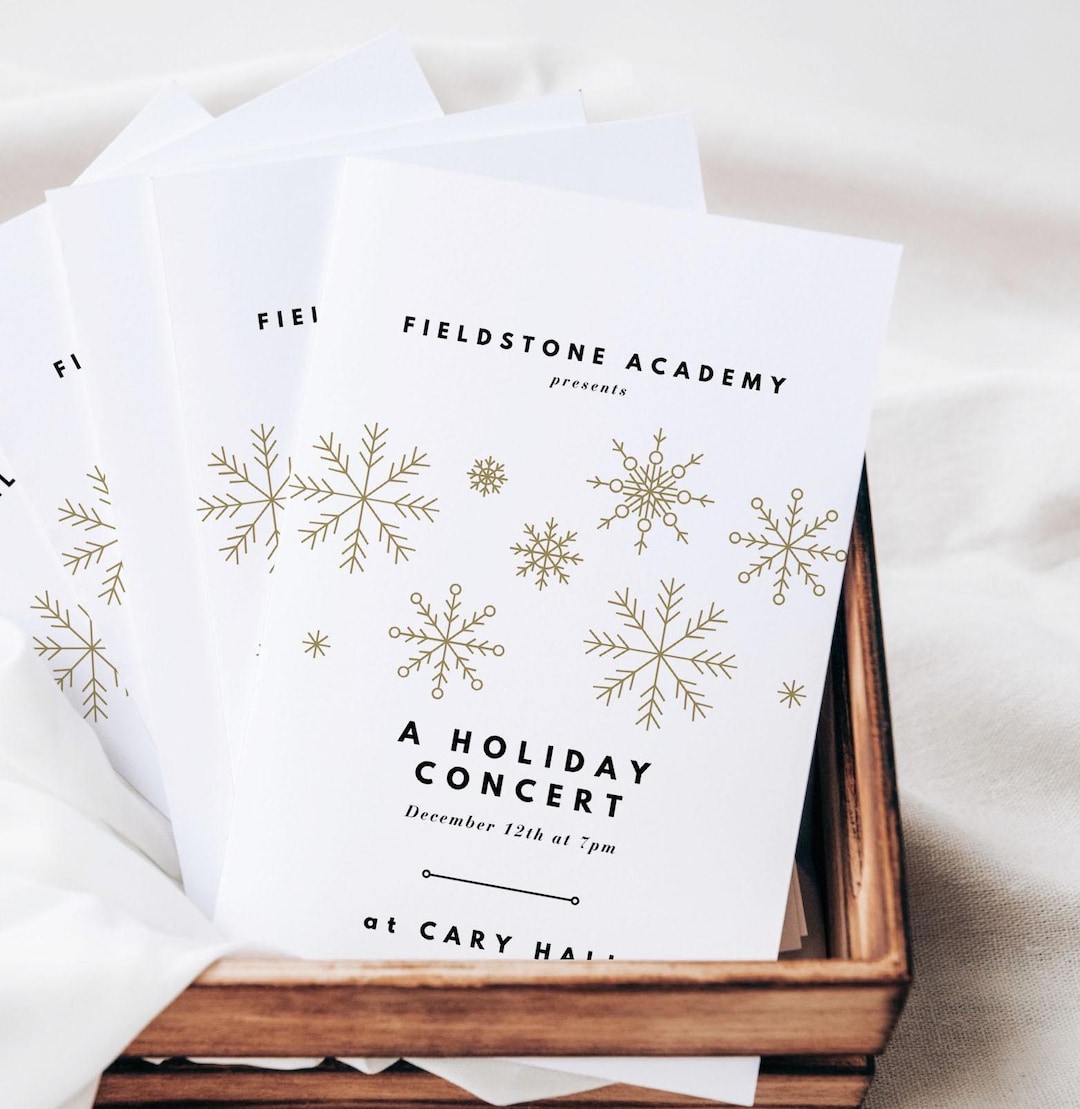 Editable Holiday Concert Program Template, Modern Winter Snowflake ...