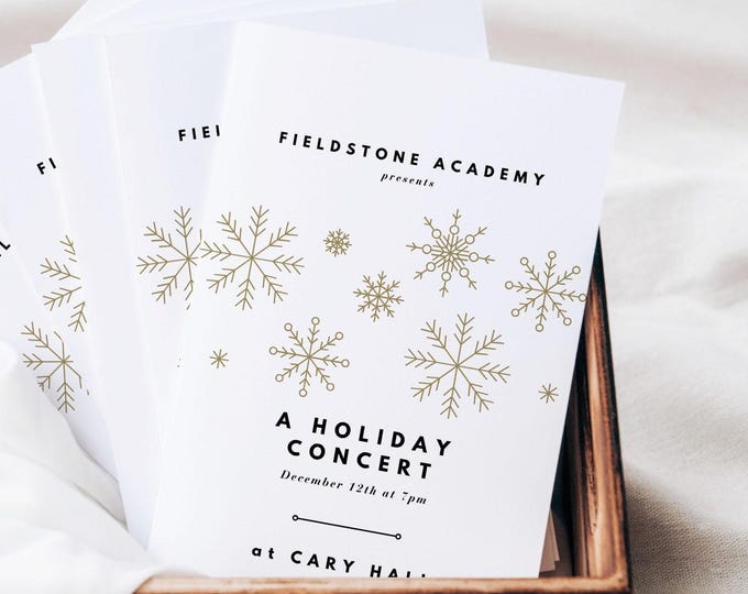 Editable Holiday Concert Program Template, Modern Winter Snowflake ...