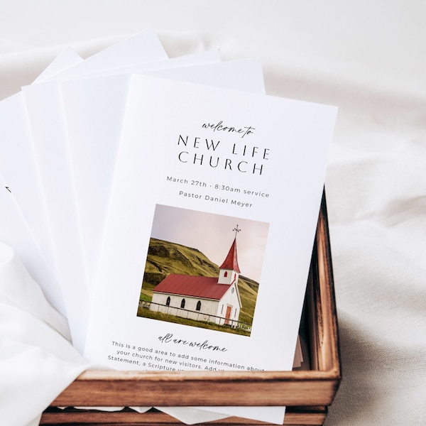 Church Program Template White - Etsy