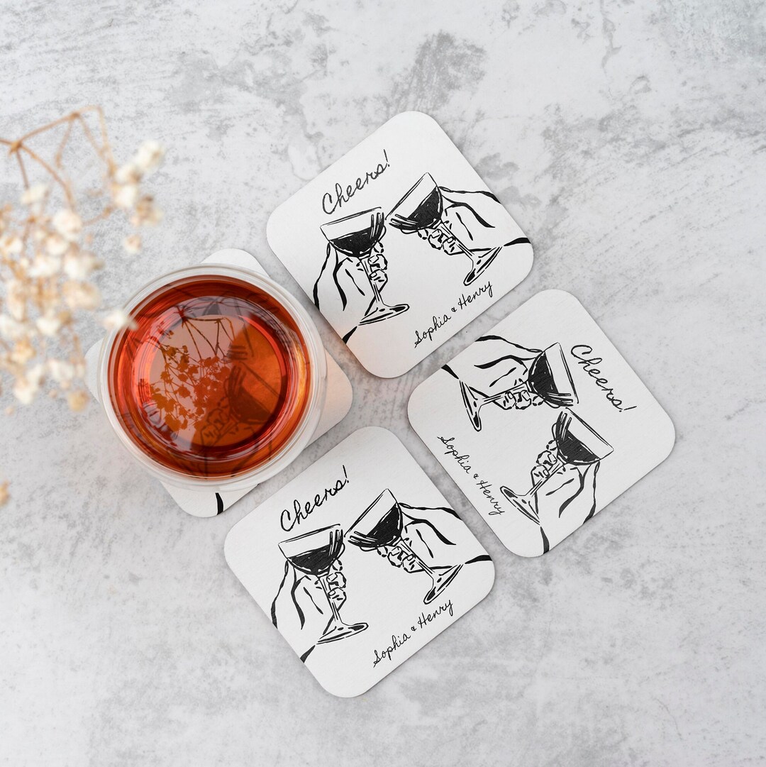 Funky, Whimsical Coaster Template, Editable Drink Coasters, Bridal ...