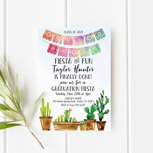 Editable Fiesta Graduation Invitation Printable College - Etsy