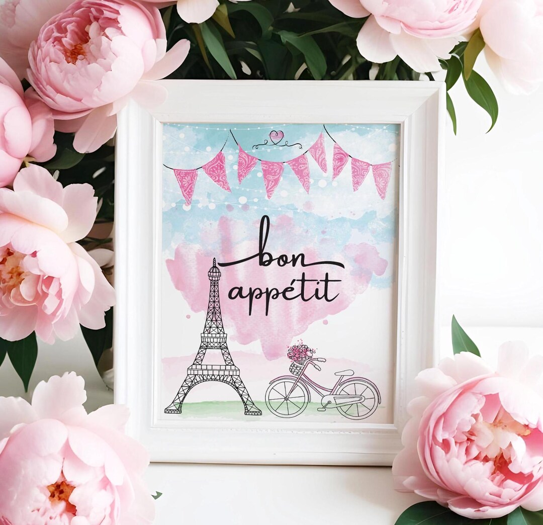 PRINTABLE Bon Appetit Sign, Food Table Sign, French, Paris Birthday ...