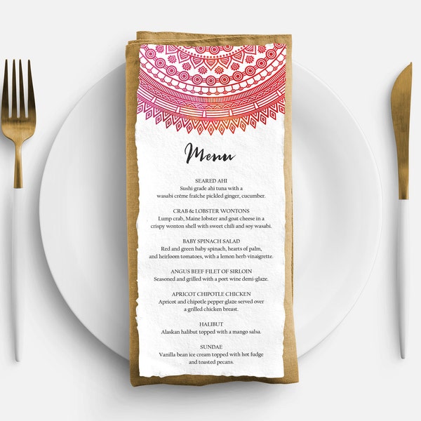Pink Food Menu Template - Etsy