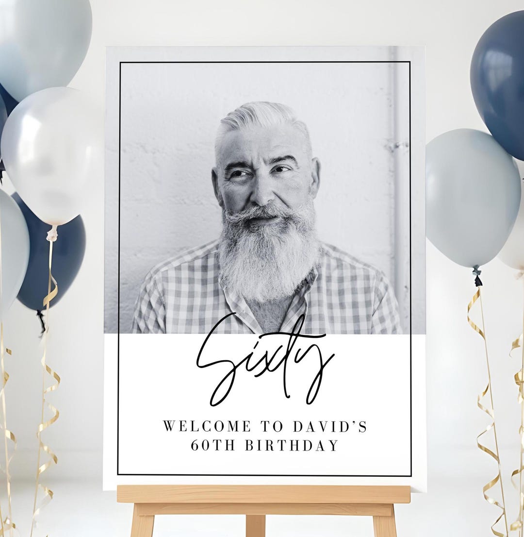 Modern Photo Birthday Party Welcome Sign, Easy to Edit, Editable Canva ...