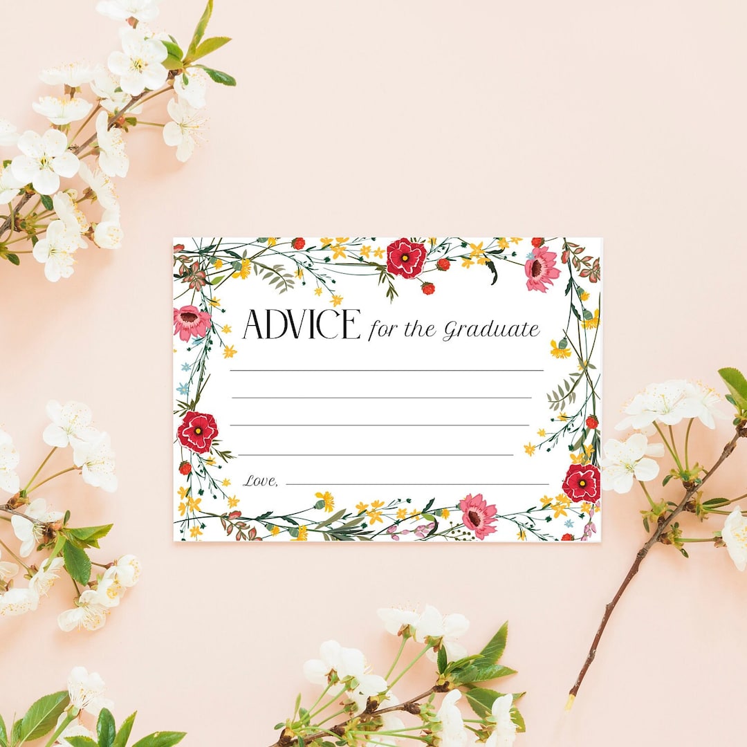 Wildflower Graduation Advice Cards, Editable Template, High School or ...