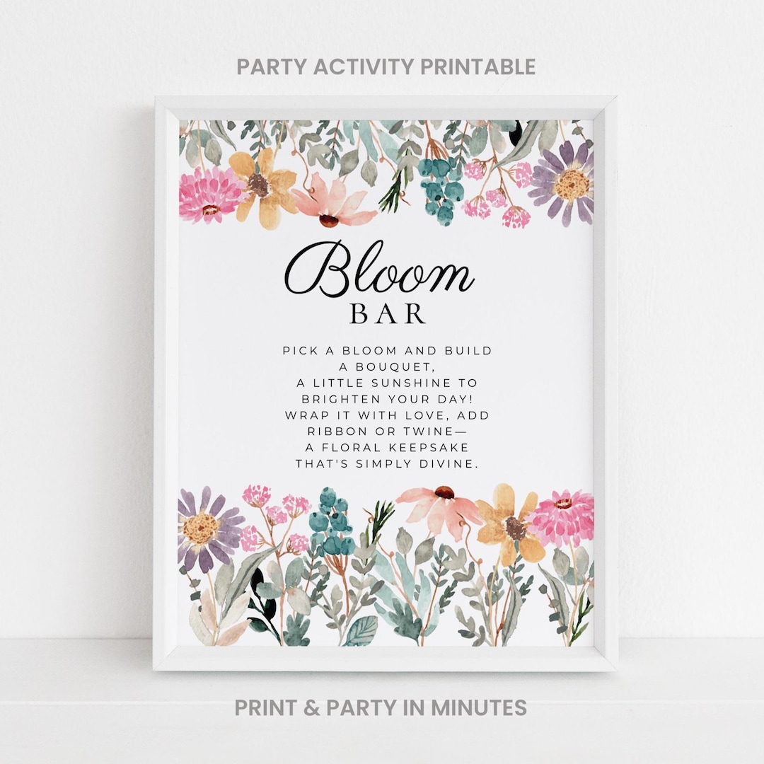 Bloom Bar Sign, Bouquet Station Directions, Birthday, Bridal or Baby ...