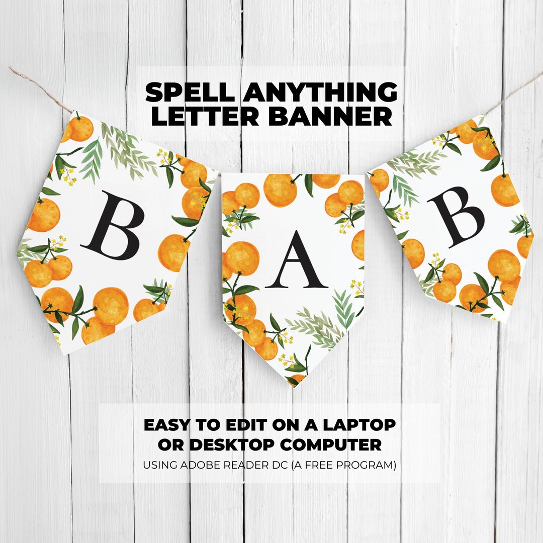 Orange Letter Banner, Spell Anything, Letters or Numbers, Citrus ...