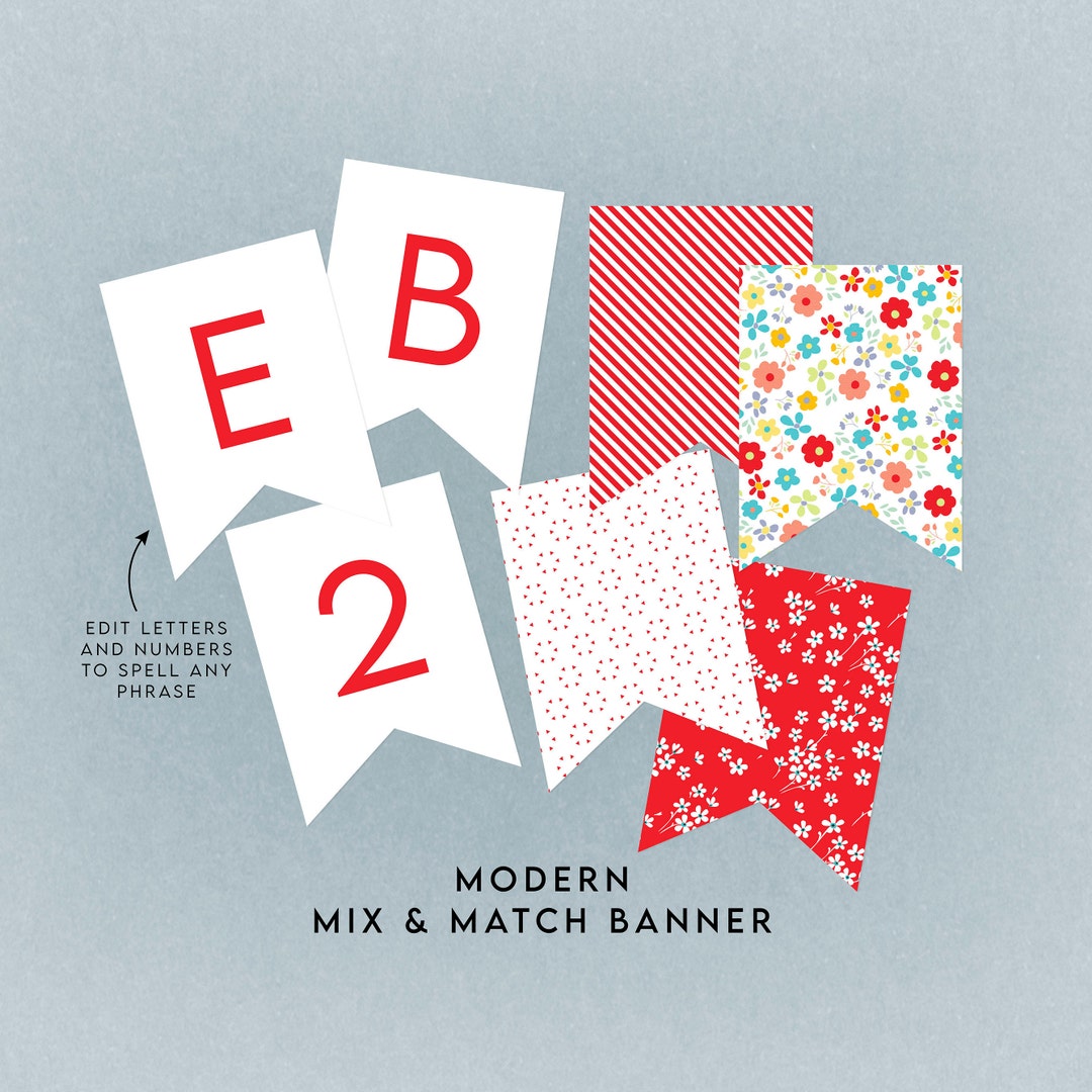 Printable Modern Party Banner | Editable Letter Banner Template ...