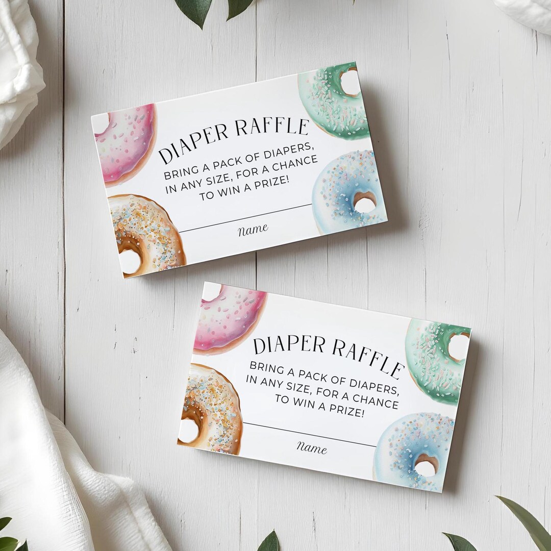 PRINTABLE Diaper Raffle Tickets, Donuts and Diapers, Baby Shower Invite ...