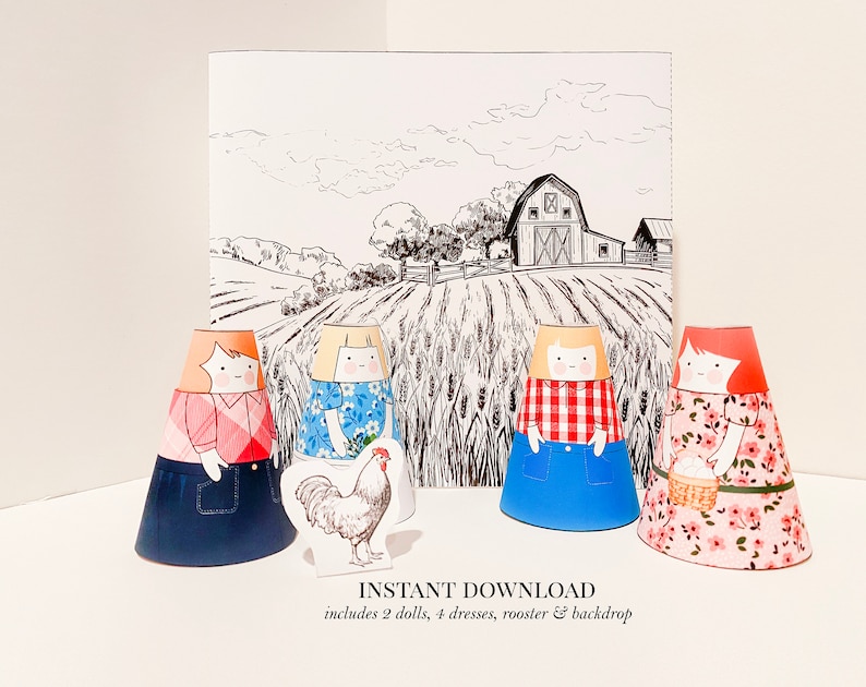 Printable Farm Girl Paper Doll Kit Dolls Dresses Farm | Etsy
