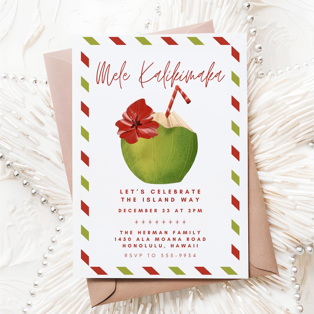 Mele Kalikimaka Party Invitation: Tropical Hawaiian Christmas (canva ...